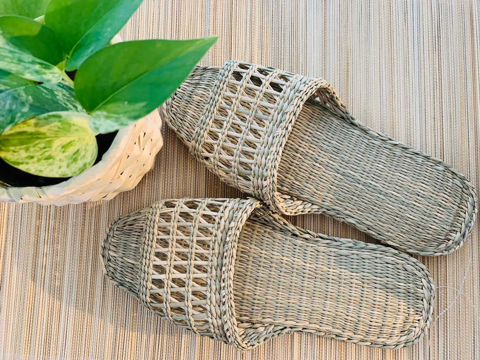 Woven Straw Slippers|natural Straw Slippers, Biodegradable Slippers ...