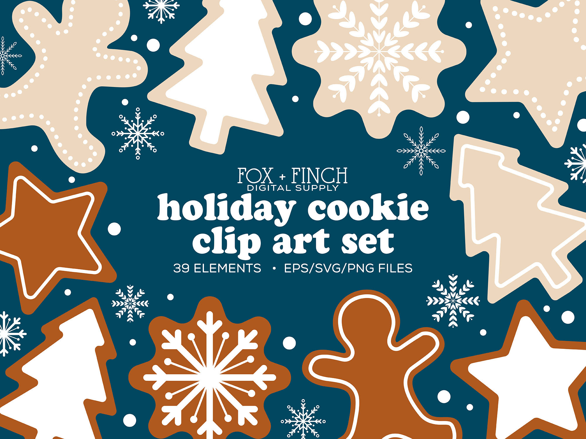 Christmas Cookie SVG Clipart Set, Gingerbread Sugar Cookie Clip Art ...