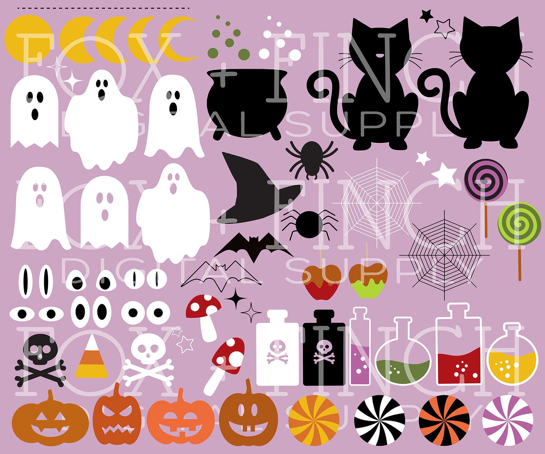 Halloween Clipart Commercial Use SVG PNG EPS - Halloween Clipart Bundle ...