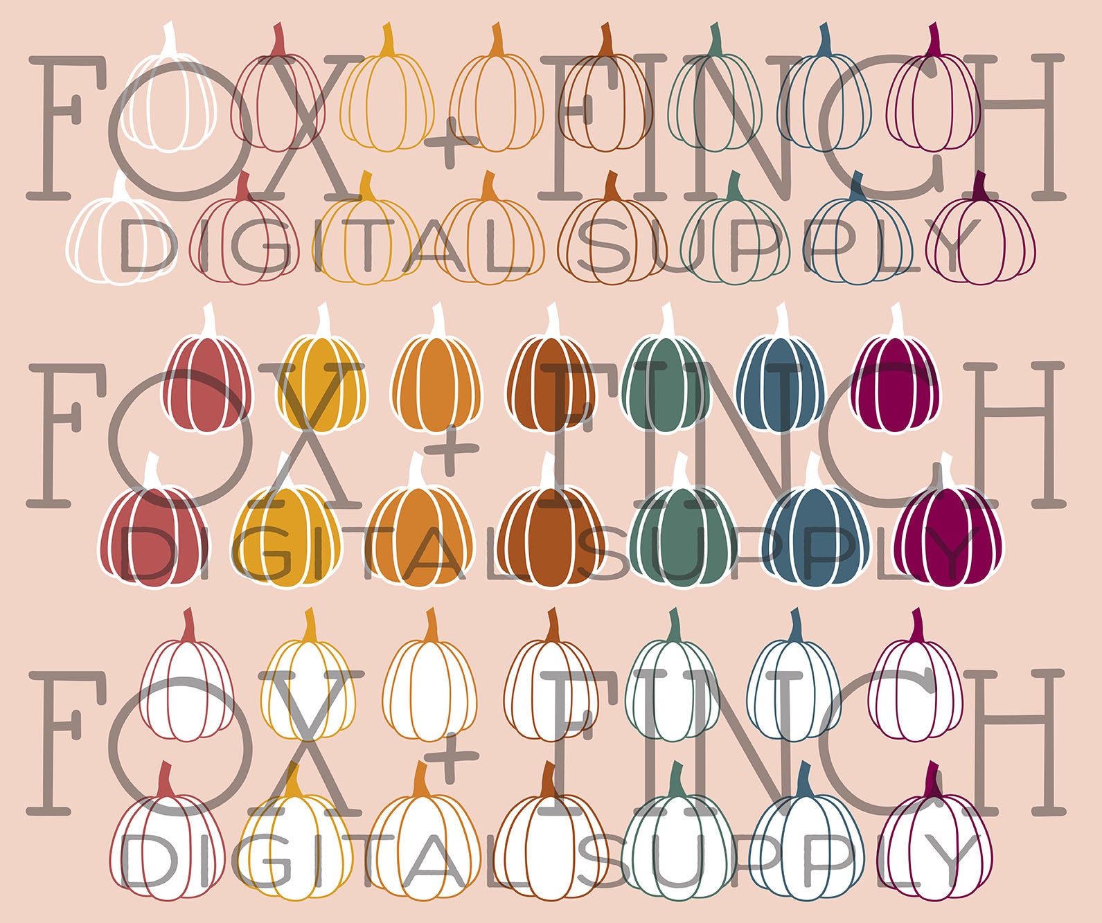 Boho Pumpkin Clipart Commercial Use SVG PNG EPS Pumpkin Vectors Fall ...