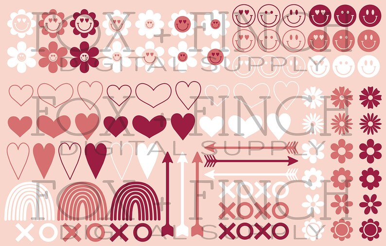Valentine Clipart Commercial Use - Retro Valentine's Day Clipart Bundle ...