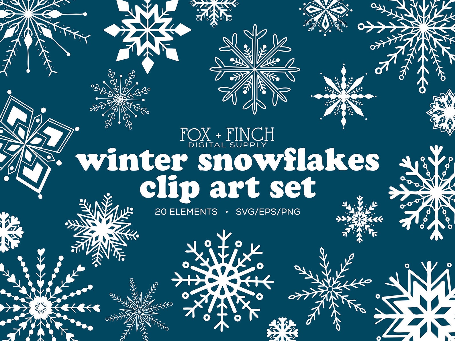 Snowflake SVG Clipart Set Commercial License, Snowflakes Clip Art ...