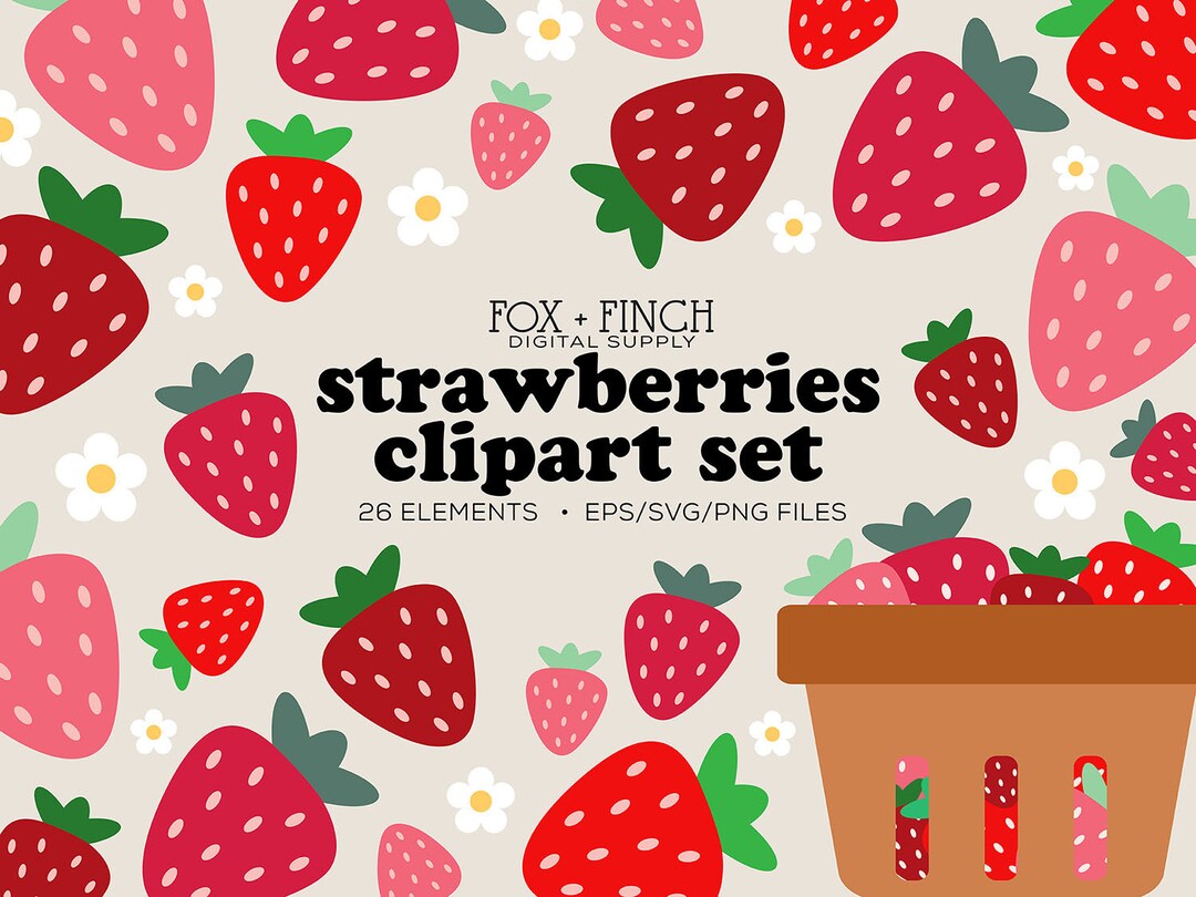 Strawberry SVG PNG EPS Commercial Use - Strawberries Clipart Bundle ...