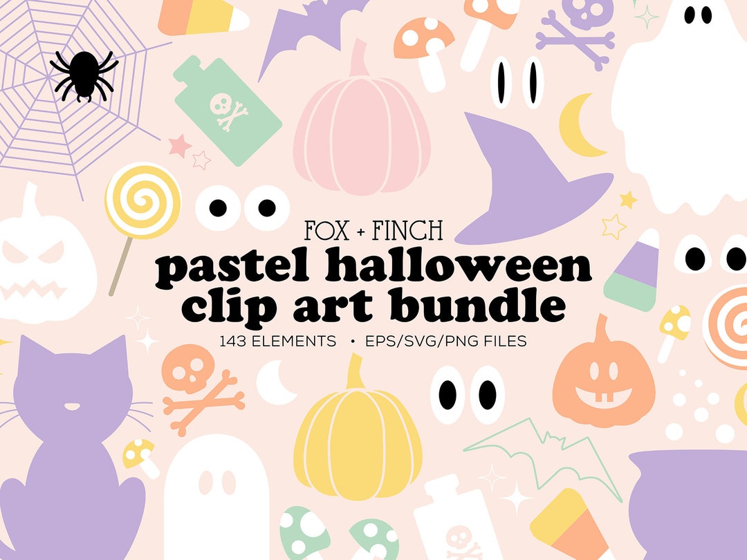 Pastel Halloween Clipart, Halloween SVG PNG EPS Commercial Use Clipart ...