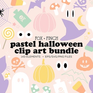 Pastel Halloween Clipart, Halloween SVG PNG EPS Commercial Use Clipart ...