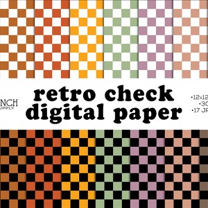 Retro Checker Digital Paper Checked Pattern JPG Files 12x12 Digital ...