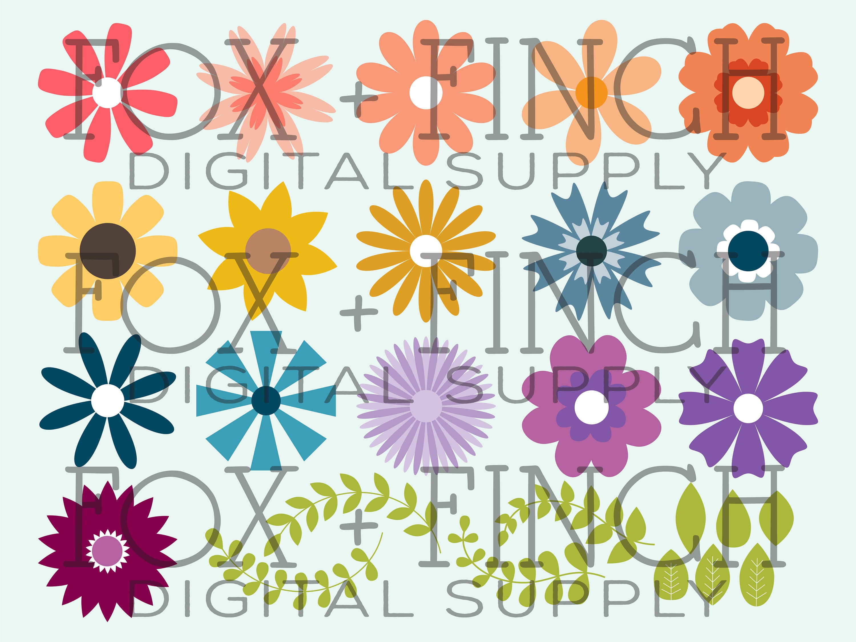 Flower Vector Clip Art Commercial Use Wildflowers Clipart - Etsy