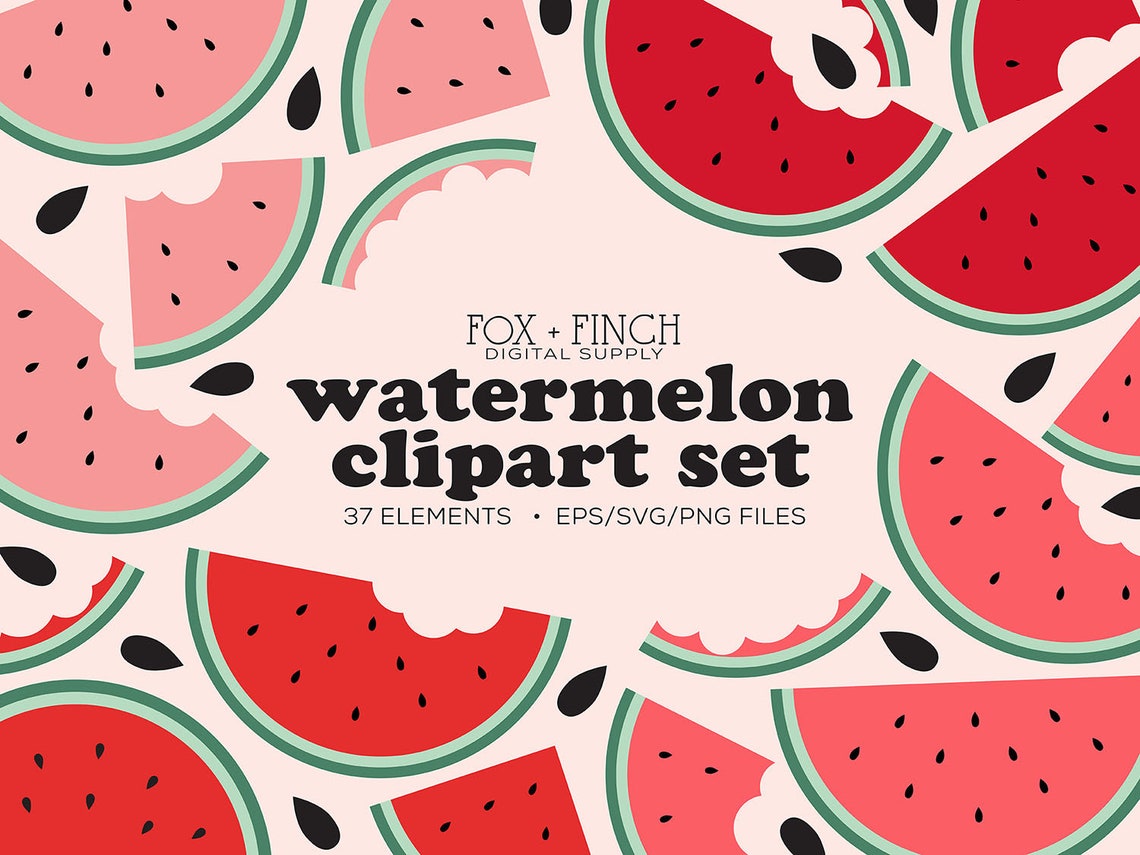 Watermelon Clipart Commercial SVG EPS PNG Vector - Watermelon Svg ...