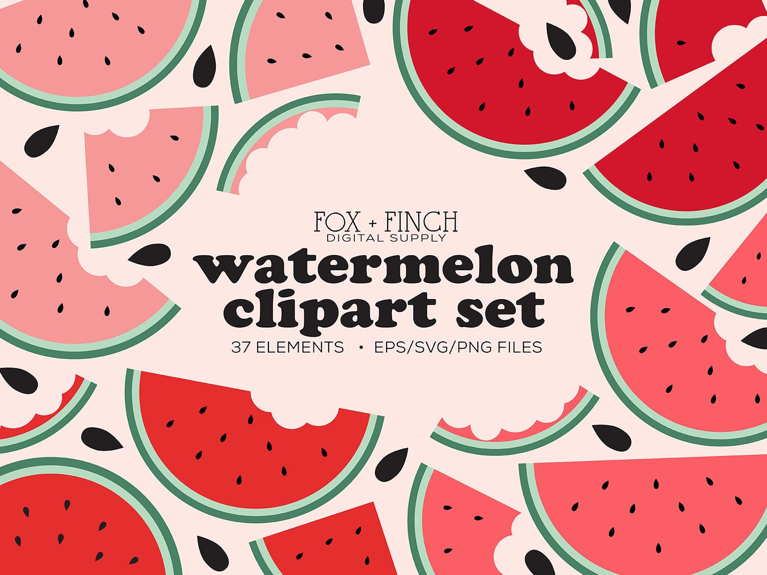 Watermelon Clipart Commercial SVG EPS PNG Vector - Watermelon Svg ...