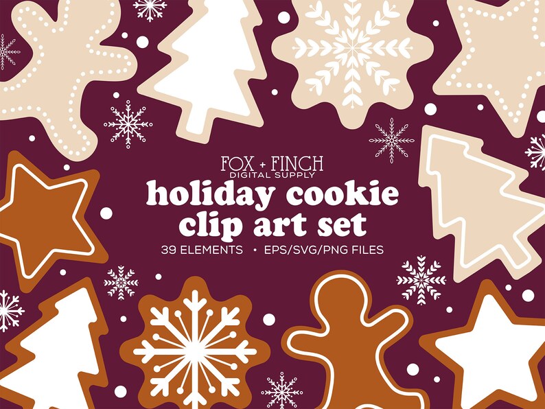 Christmas Cookie SVG Clipart Set, Gingerbread Sugar Cookie Clip Art ...