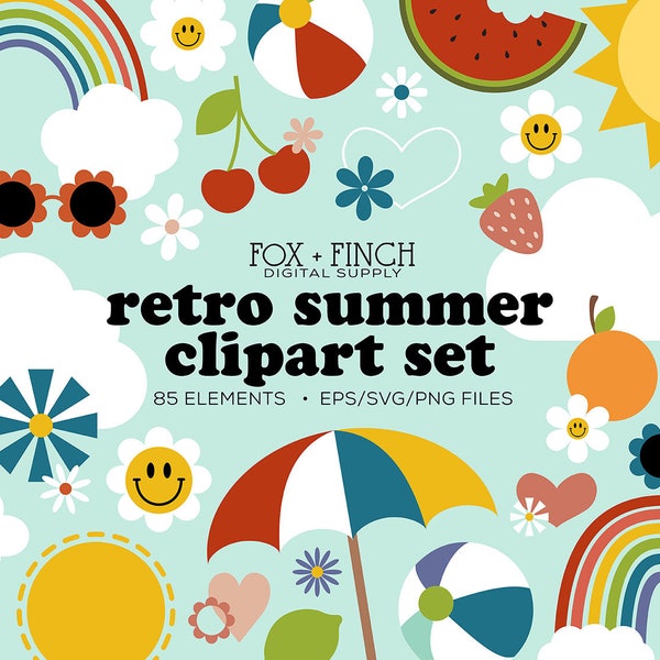 Retro Summer Clipart Svg - Etsy