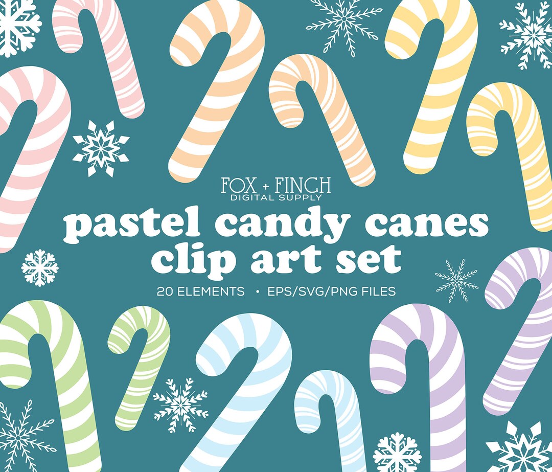 Pastel Christmas Candy Cane Clipart Bundle, Candy Canes SVG Commercial ...