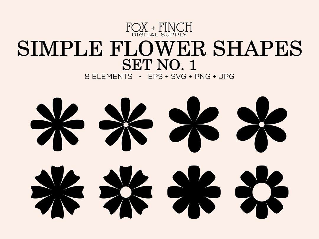 Flower Silhouette SVG Bundle - Simple Flower Vectors Commerical Use ...