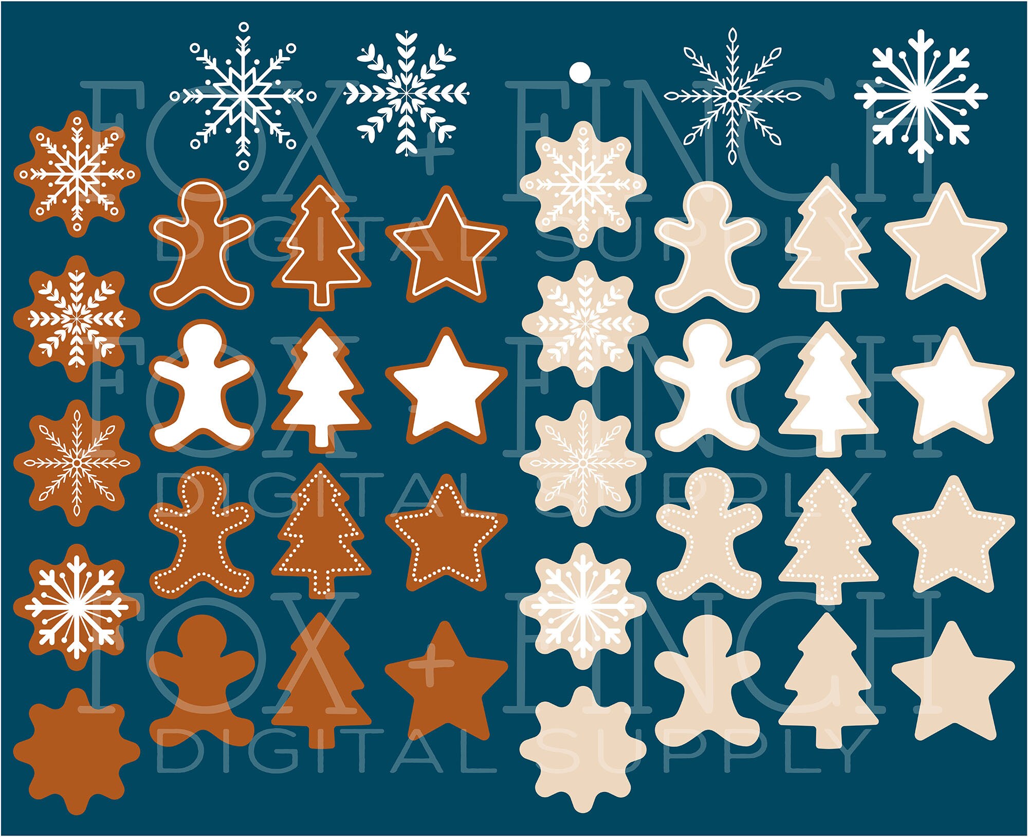 Christmas Cookie SVG Clipart Set, Gingerbread Sugar Cookie Clip Art ...