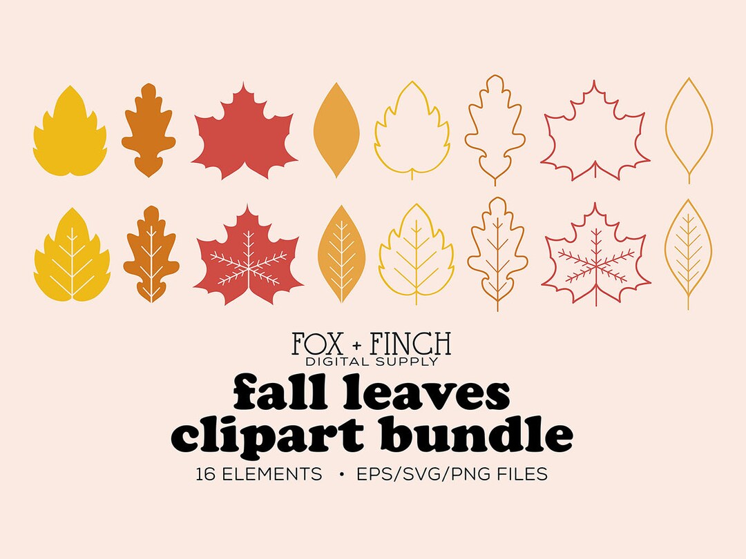 Fall Leaves SVG PNG EPS Commercial Use Clipart Set, Fall Leaf Clip Art ...