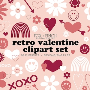 Valentine Clipart Commercial Use - Retro Valentine's Day Clipart Bundle ...