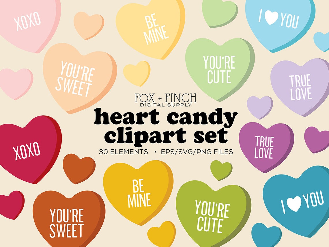 Candy Heart SVG Clipart Commercial Use - Valentine Vector Clipart ...