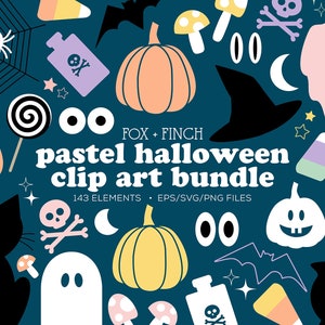 Pastel Halloween Clipart, Halloween SVG PNG EPS Commercial Use Clipart ...