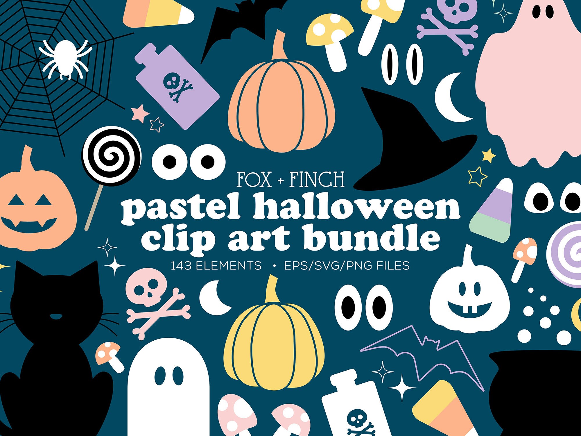 Pastel Halloween Clipart, Halloween SVG PNG EPS Commercial Use Clipart ...