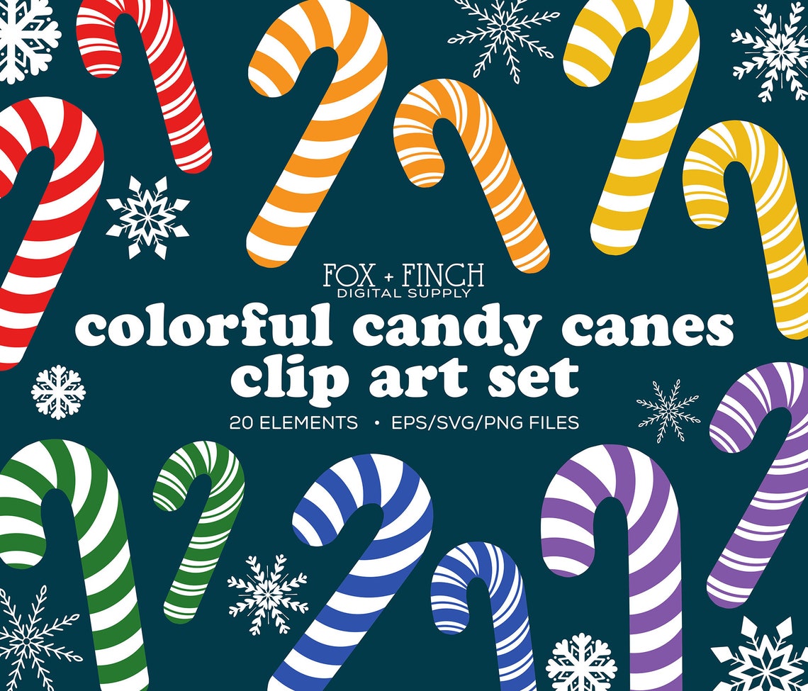 Candy Cane SVG Clipart Set, PNG EPS Clip Art Bundle, Candy Canes ...