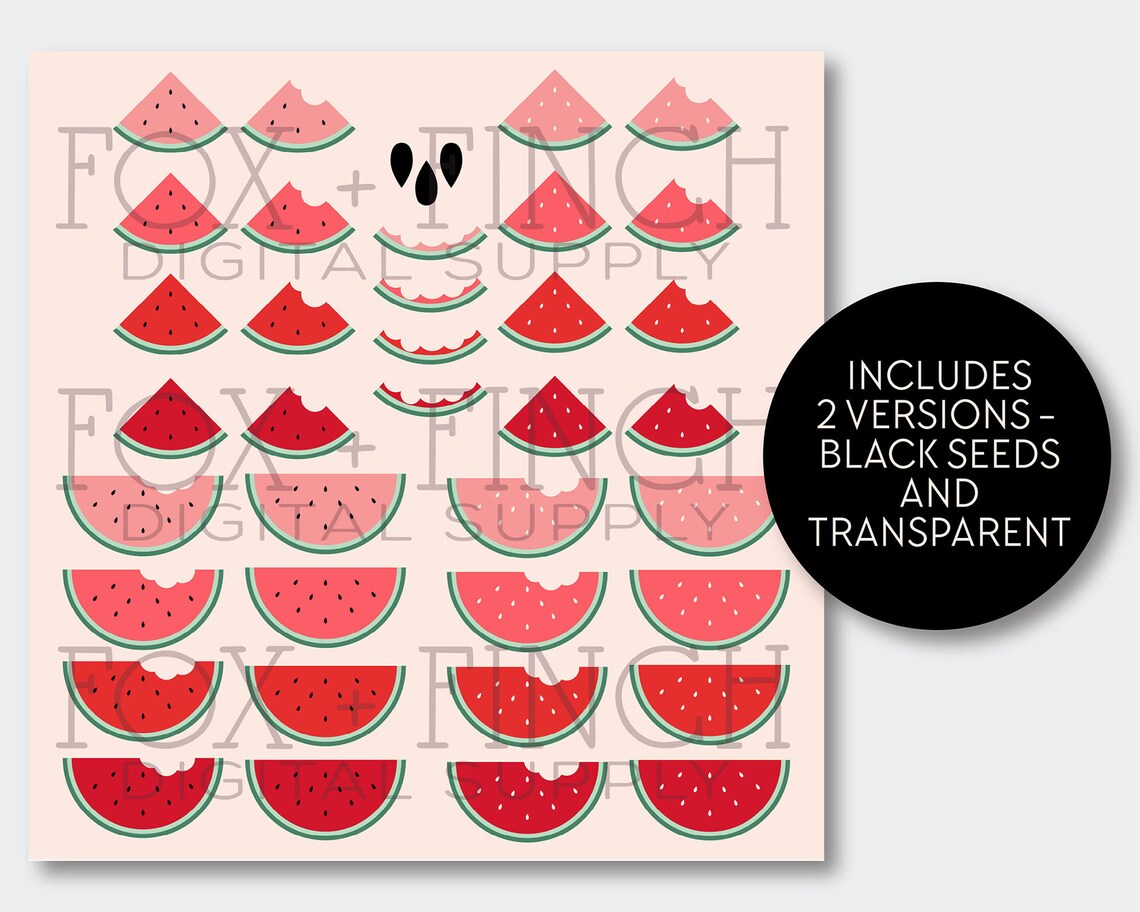 Watermelon Clipart Commercial SVG EPS PNG Vector - Watermelon Svg ...