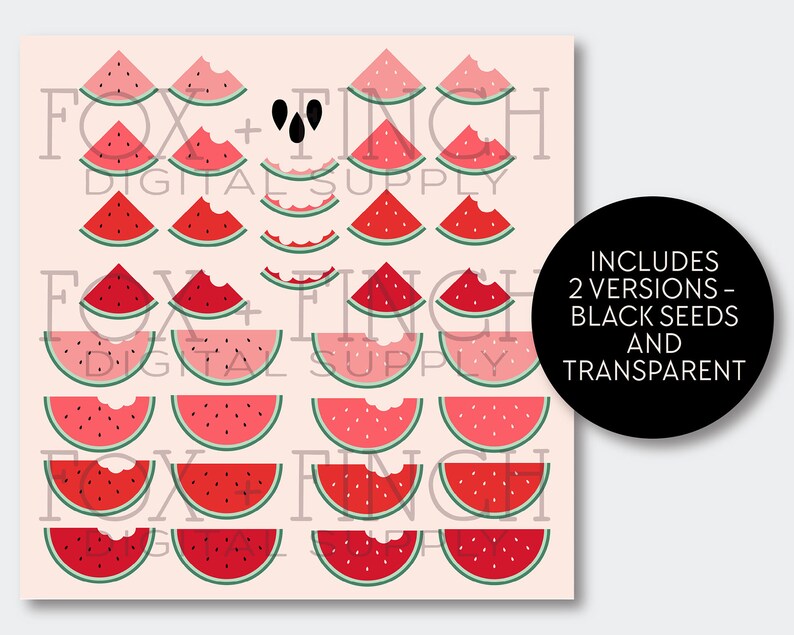 Watermelon Clipart Commercial SVG EPS PNG Vector - Watermelon Svg ...