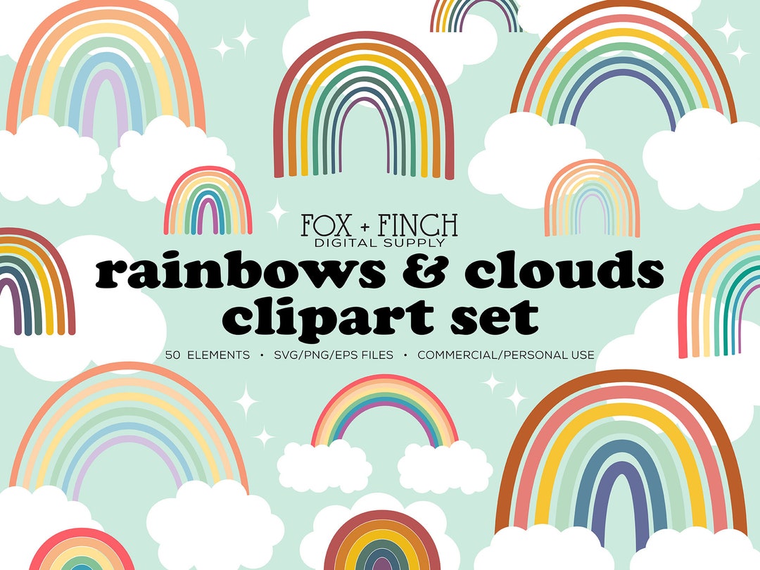 Rainbow Clipart Commercial Use - Rainbow SVG PNG EPS Clipart Bundle ...