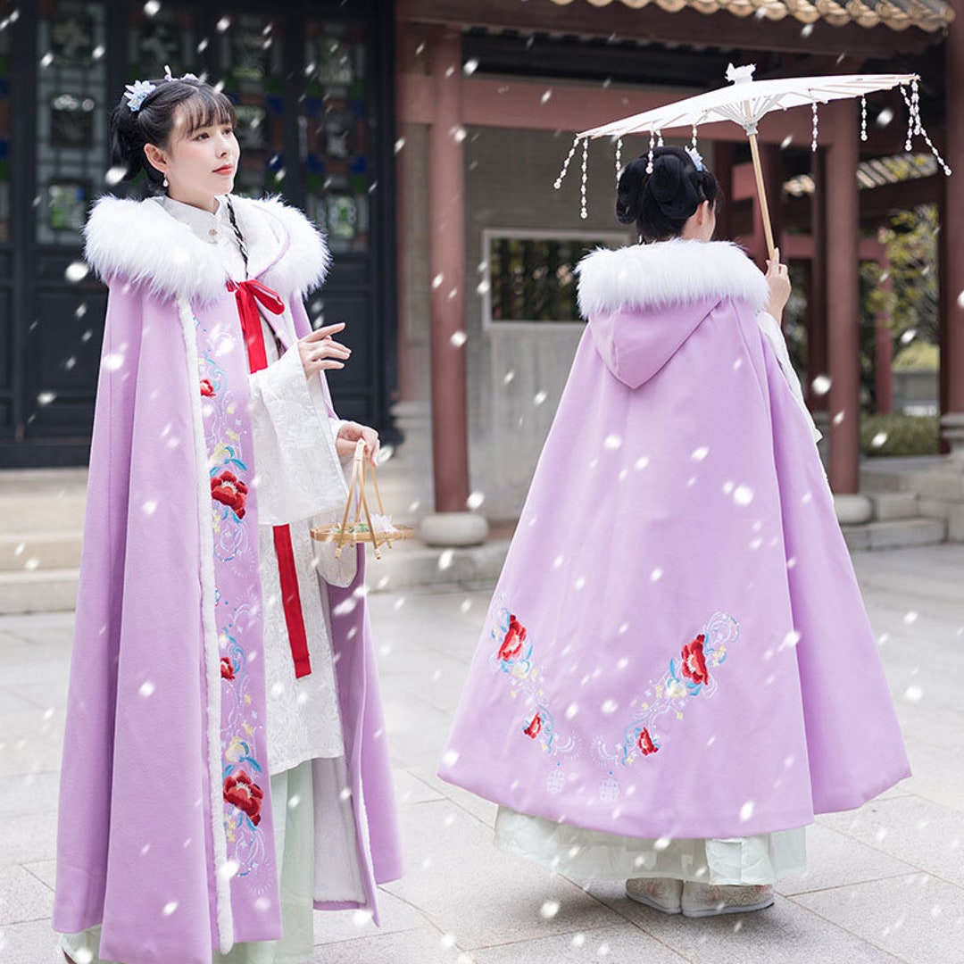 Ming Dynasty Cape Hanfu Women Plus Velvet Thick Horse Skirt Coat ...