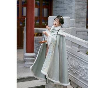 White Hanfu Cloak, Winter Outside Cape for Hanfu Dress, Long Cloack for ...