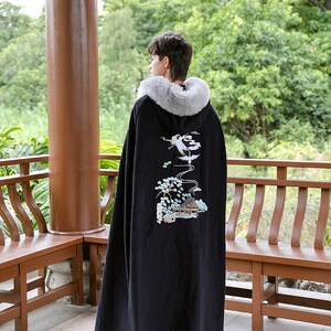 Traditional Chinese Fur Collar Cape Coatwarm Shawl With - Etsy