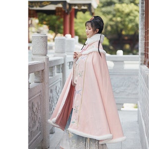 White Hanfu Cloak, Winter Outside Cape for Hanfu Dress, Long Cloack for ...