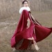 Chinese Red Long Canary and Velvet Cloak in Winter Bridal - Etsy