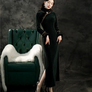 Chinese Old Shanghai Long Cheongsam,custom Qipao,autumn and Winter Add ...