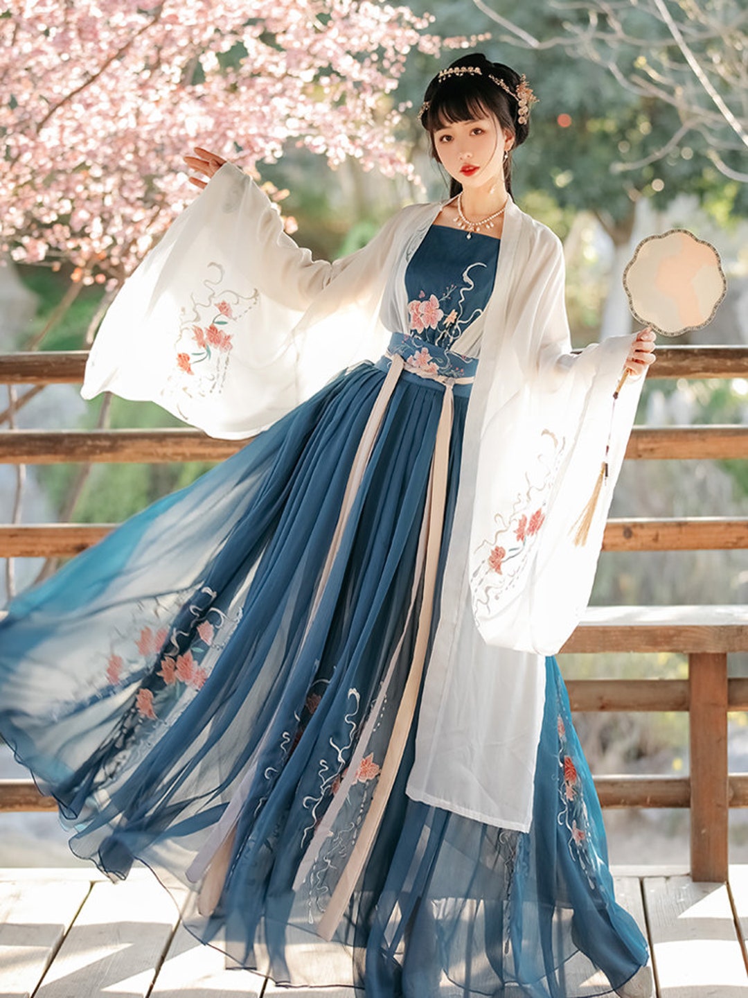 Royal Blue Original Hanfu,big Sleeve Shirt,traditional Chinese Female ...