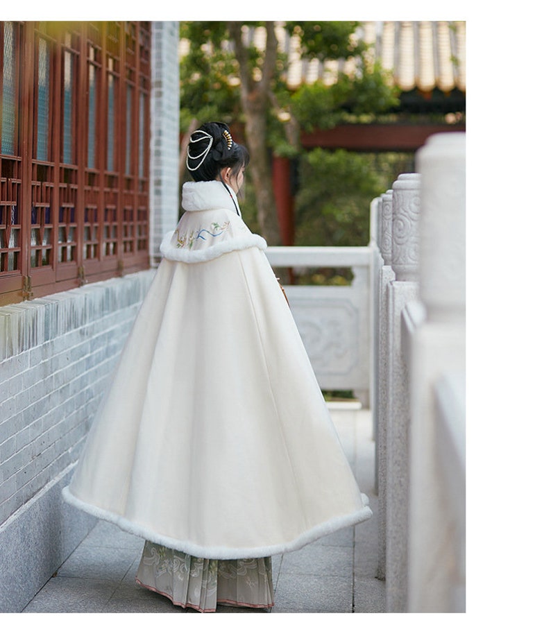 White Hanfu Cloak Winter Outside Cape for Hanfu Dress Long - Etsy