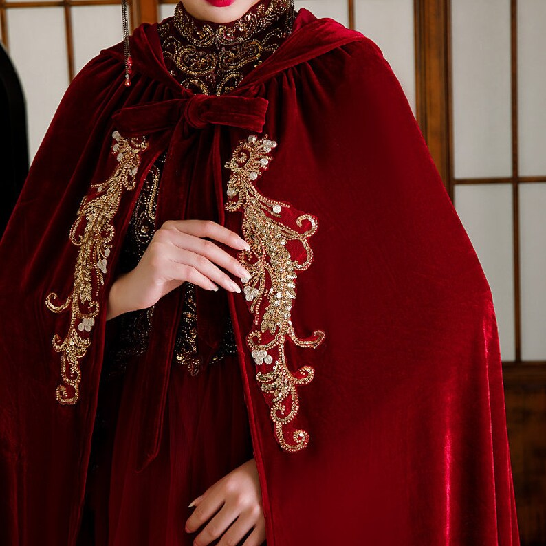 Handmade Cape in Burgundy Canarychinese Traditional Elegant - Etsy