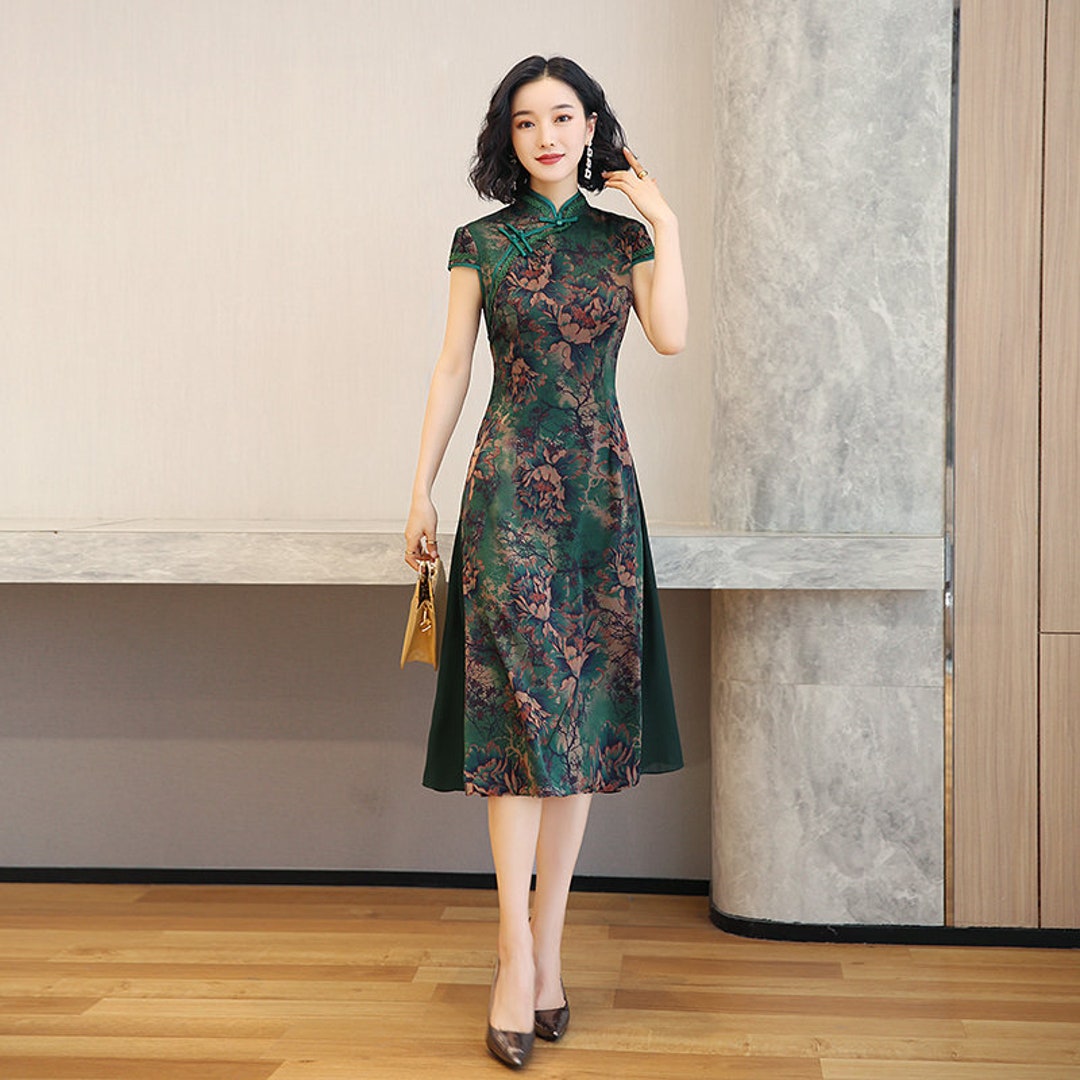 Old Shanghai Retro Chinese Style Loose Dress With Low Neck,elegant ...