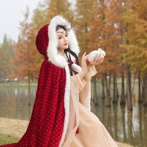 Hanfu Red Cloak Woman Chinese Style New Winter With Thick Velvet Warm ...