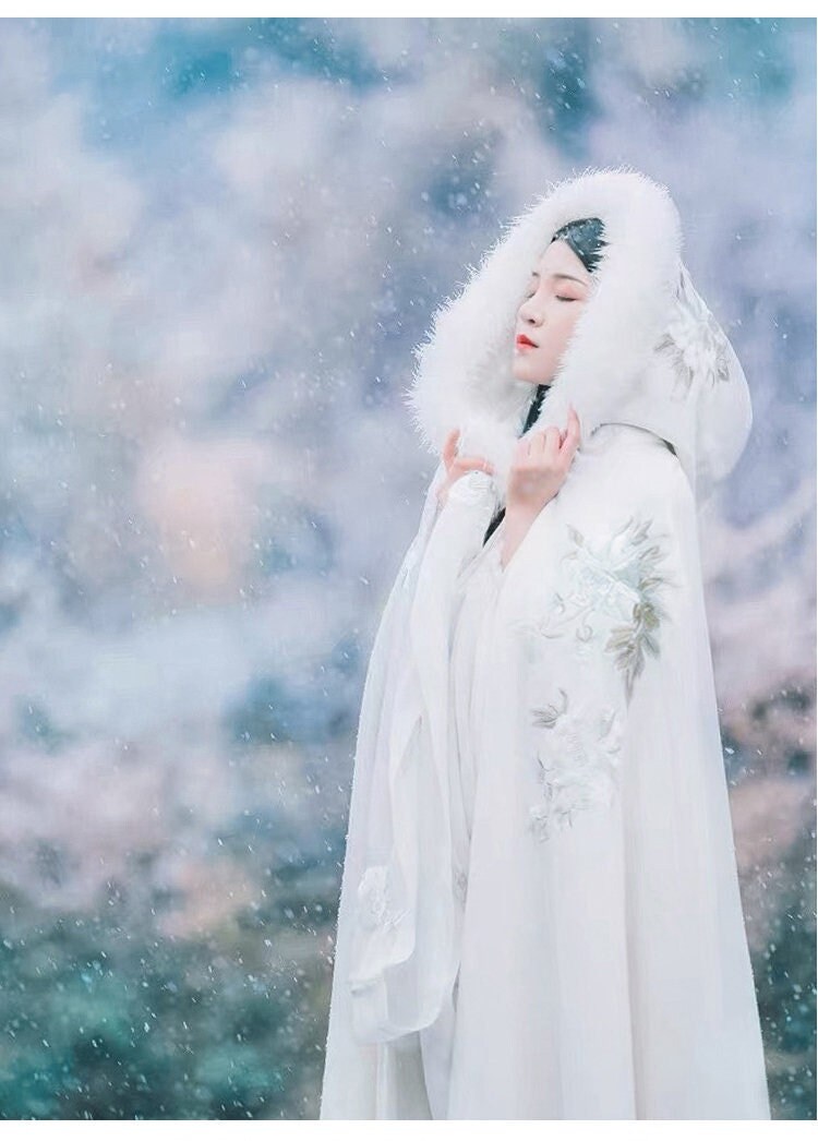 White Hanfu Cloak Cape Winter Outside Cape for Dress/wedding - Etsy UK