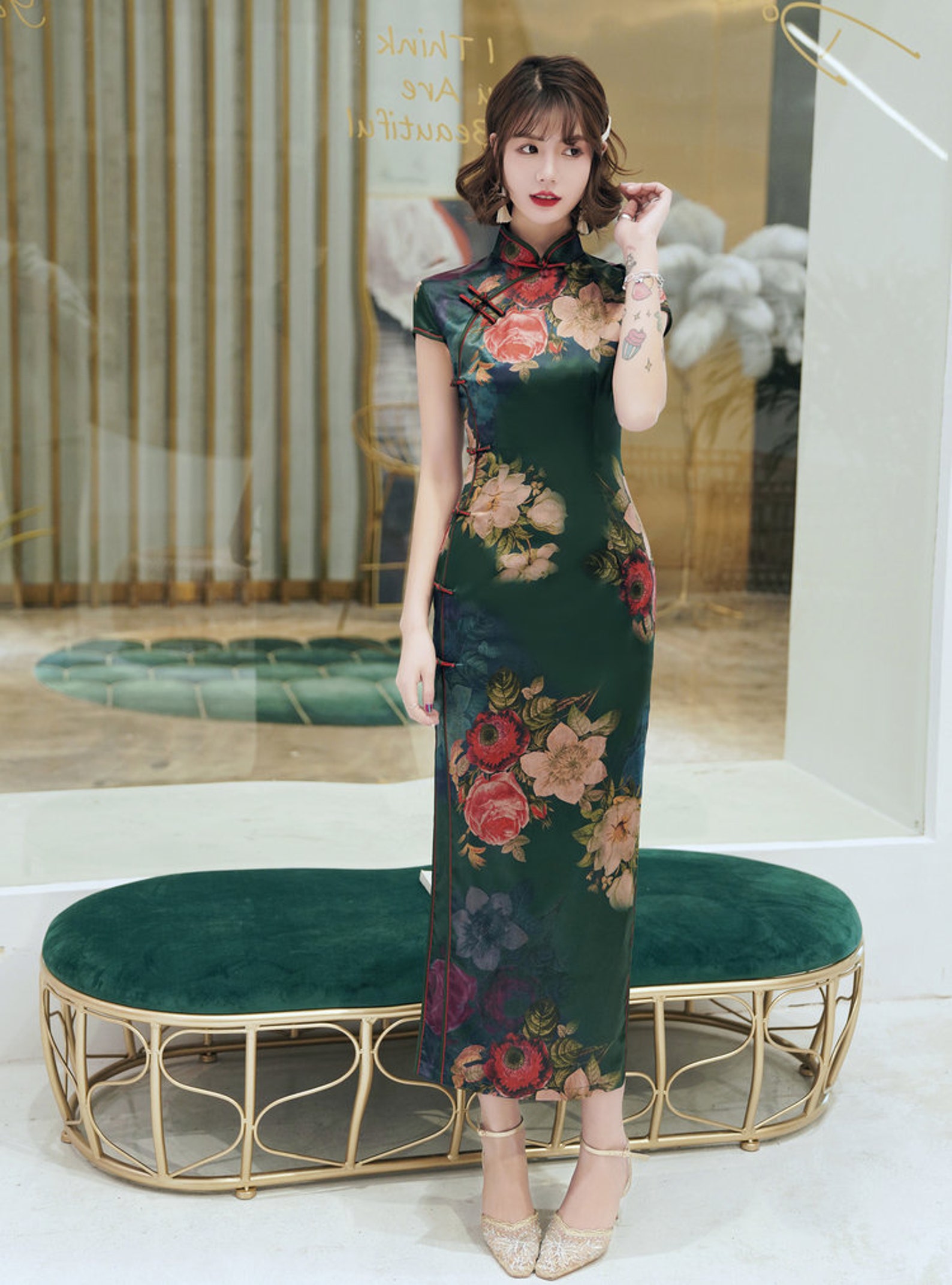 Old Shanghai Vintage Long Cheongsamcustom Qipaoprinted - Etsy