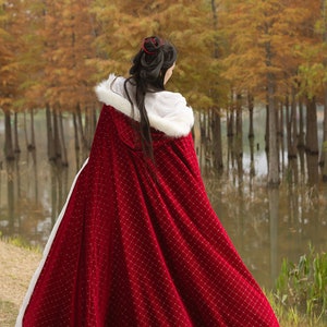 Hanfu Red Cloak Woman Chinese Style New Winter With Thick Velvet Warm ...