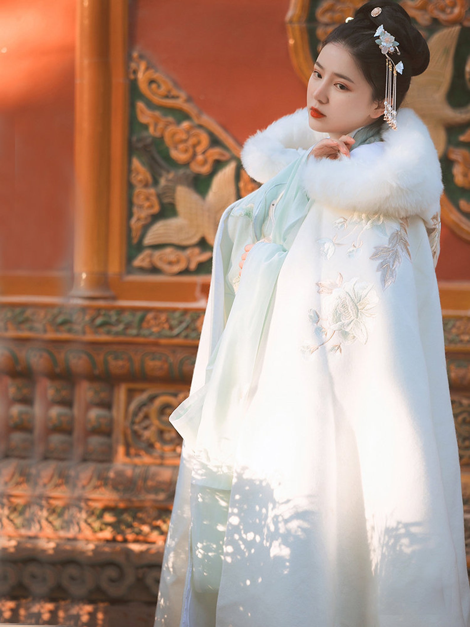 White Hanfu Cloak Cape Winter Outside Cape for Dress/wedding - Etsy UK