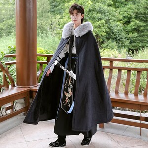 Traditional Chinese Fur Collar Cape Coatwarm Shawl With - Etsy