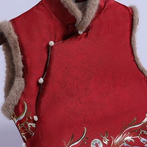 Red Century-old Vest Winter Vintage Short Top,chinese Traditional ...