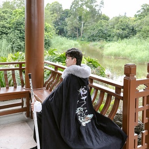 Traditional Chinese Fur Collar Cape Coatwarm Shawl With - Etsy