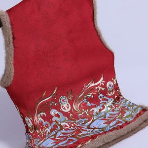 Red Century-old Vest Winter Vintage Short Top,chinese Traditional ...