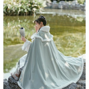 White Hanfu Cloak, Winter Outside Cape for Hanfu Dress, Long Cloack for ...
