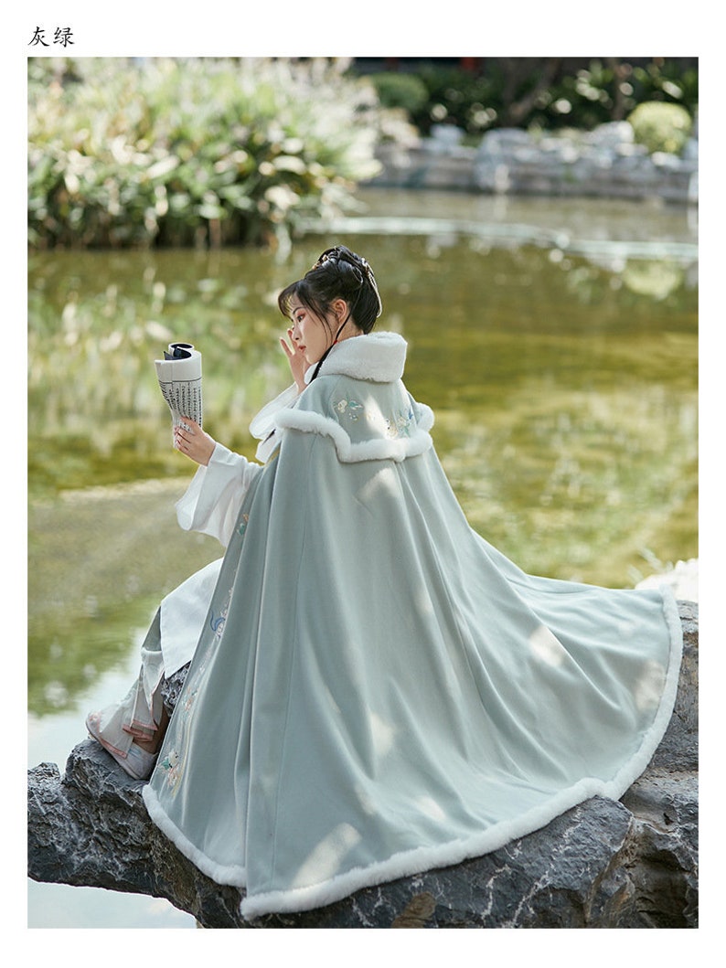 White Hanfu Cloak Winter Outside Cape for Hanfu Dress Long - Etsy