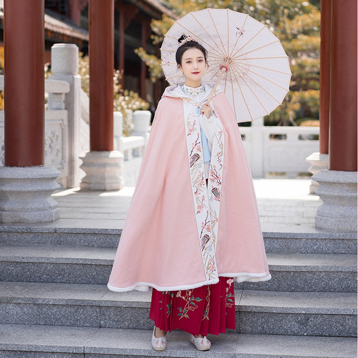 Traditional Chinese Embroidered Velvet Thickened Cloak With - Etsy
