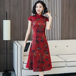 Old Shanghai Retro Chinese Style Loose Dress With Low Neck,elegant ...